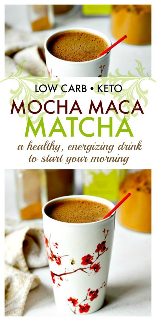 Mocha Maca Matcha Drink Recipe - healthy low carb breakfast pick me up!