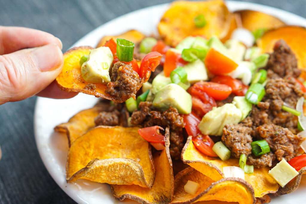 Sweet Potato Nachos Recipe | easy & healthy dinner, snack or app