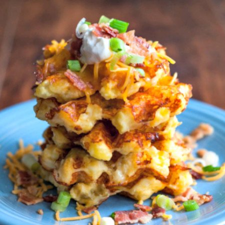 Loaded Potato Waffles | My Life Cookbook