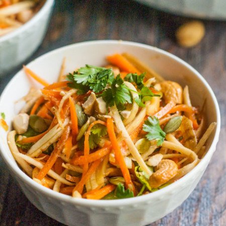 Crunchy Asian Parsnip & Carrot Salad | My Life Cookbook