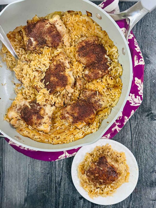 Middle Eastern Chicken and Rice Recipe | easy skillet dinner!