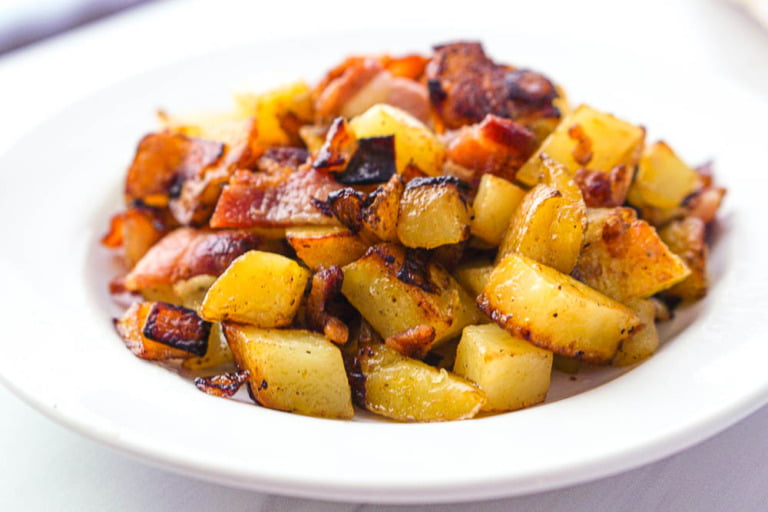 German Fried Potatoes with Bacon Recipe | easy & tasty side dish!