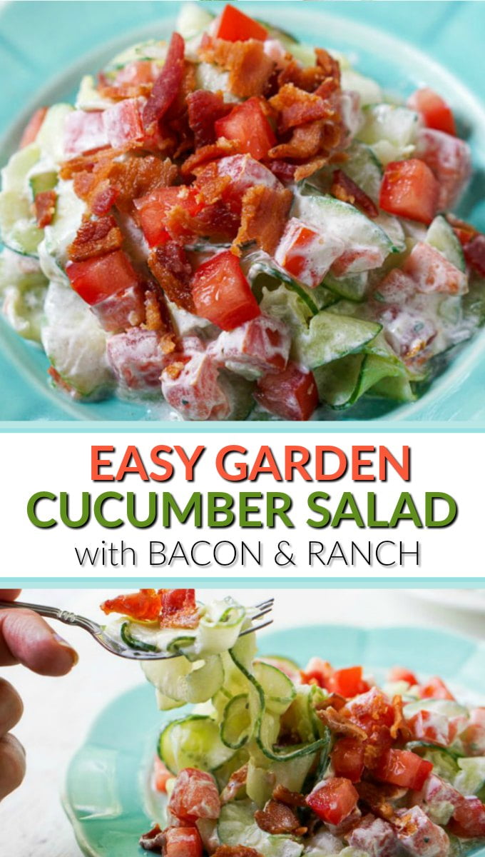 Creamy Cucumber Salad with Ranch, Tomatoes & Bacon