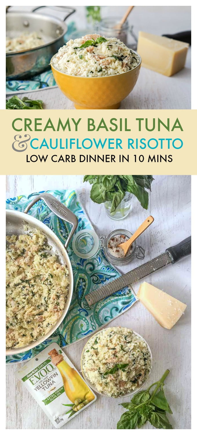 Creamy Basil Tuna & Cauliflower Risotto (Low Carb) | My Life Cookbook