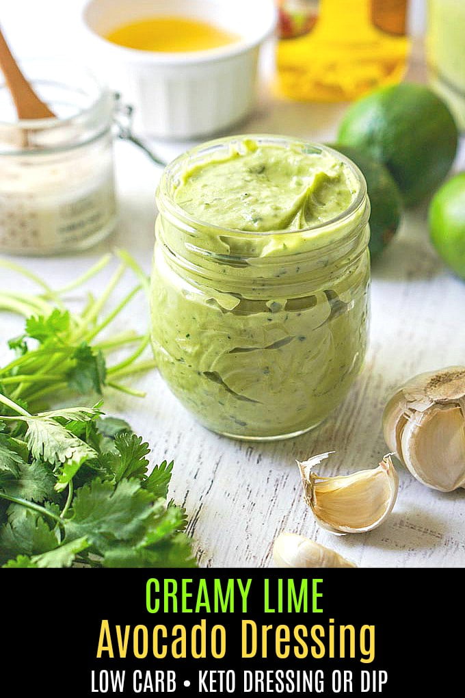 Keto Avocado Lime Dressing - easy low carb dip or sauce in 5 minutes!