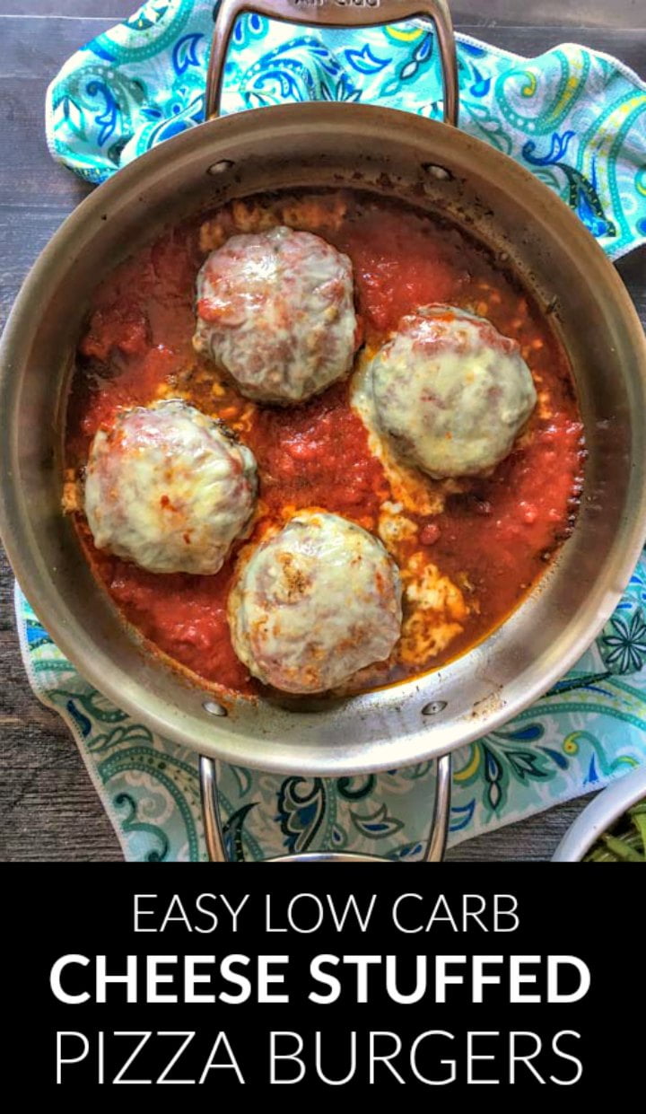 Low Carb Stuffed Pizza Burgers - Easy Skillet Dinner the family will love!