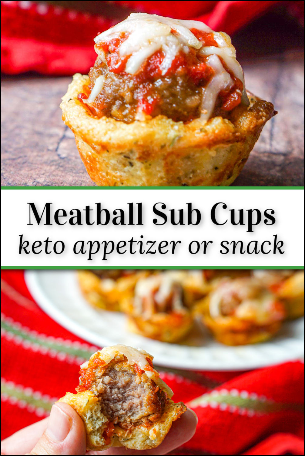 Keto Meatball Sub Cups - low carb appetizer for a football party!