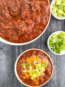 The Best Shredded Beef Chili Recipe ( slow cooker or Instant Pot)