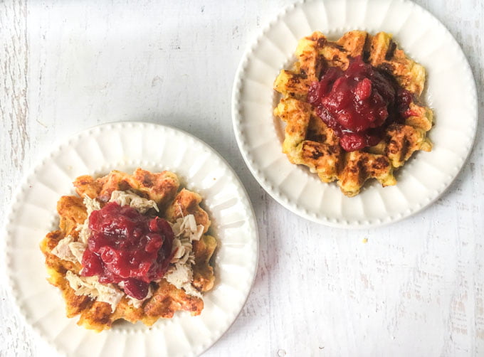Low Carb Turkey Stuffing Waffles with Thanksgiving Leftovers!
