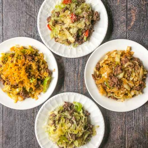 10 Minute Low Carb Dinner Of Ground Beef & Cabbage - 4 Flavors!