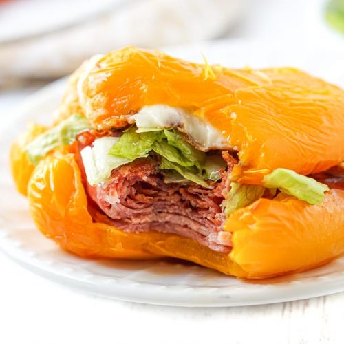 Keto Italian Sub Bell Pepper Sandwich In The Air Fryer
