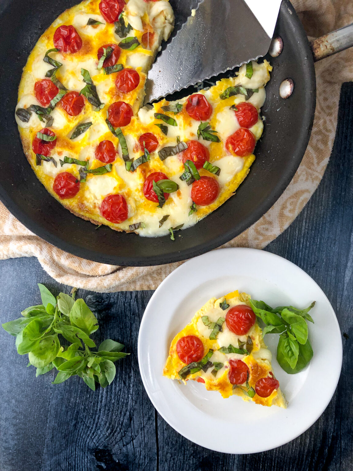 Keto Caprese Omelet Recipe - easy low carb breakfast fresh basil!
