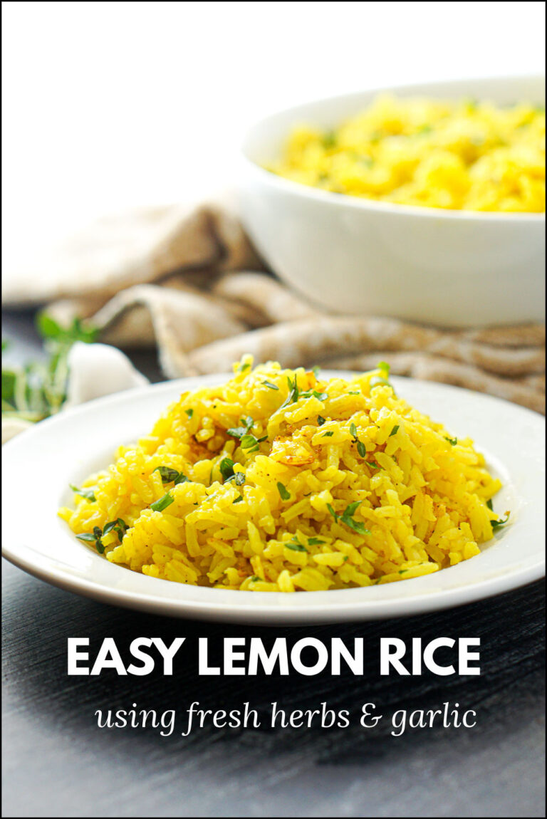 Easy Lemon Herb Rice Recipe - garlic & fresh herbs for a tasty side dish