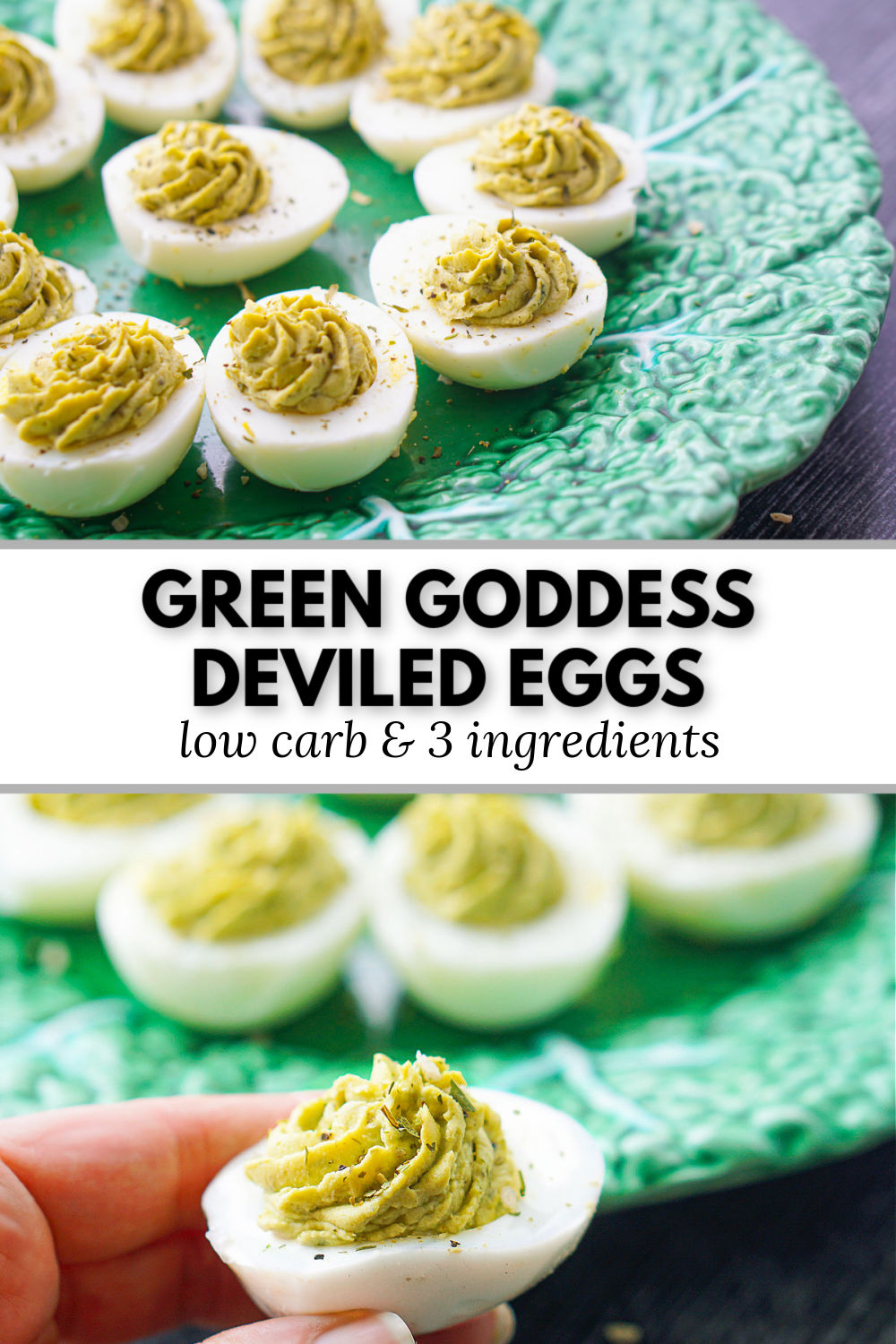 Green Goddess Keto Deviled Eggs - easy keto snack with 3 ingredients!