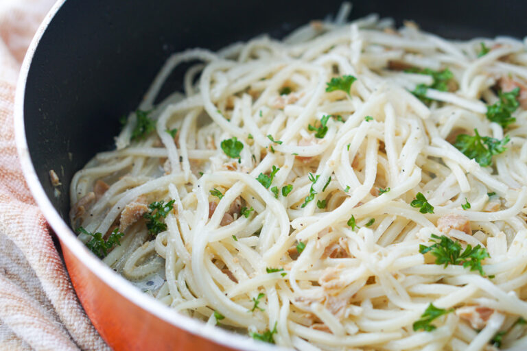 Palmini Linguine with Keto Clam Sauce - easy keto dinner in 15 Minutes!