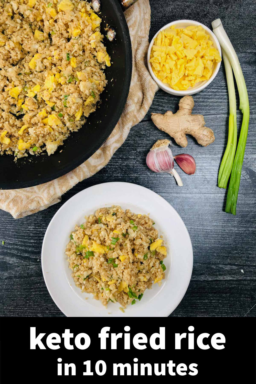 Simple Keto Fried Rice - only 10 minutes for a healthy low carb side dish!