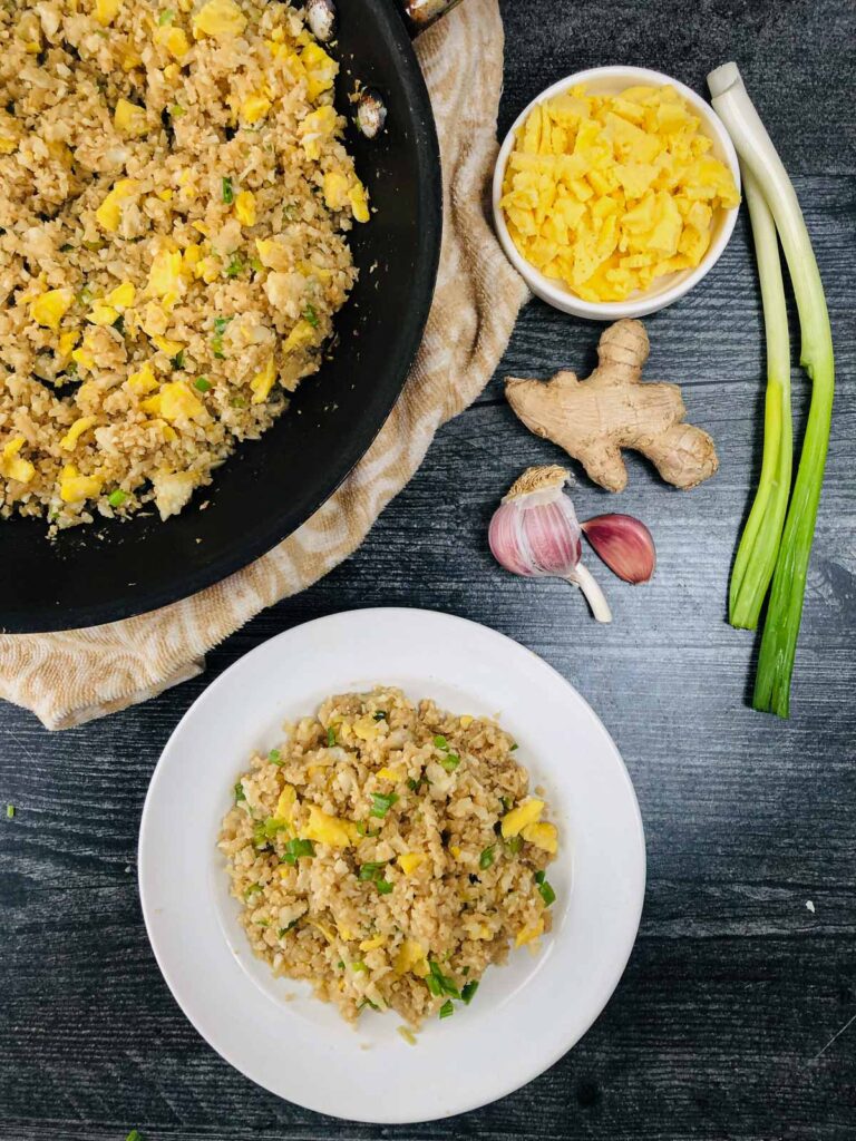 Simple Keto Fried Rice - only 10 minutes for a healthy low carb side dish!