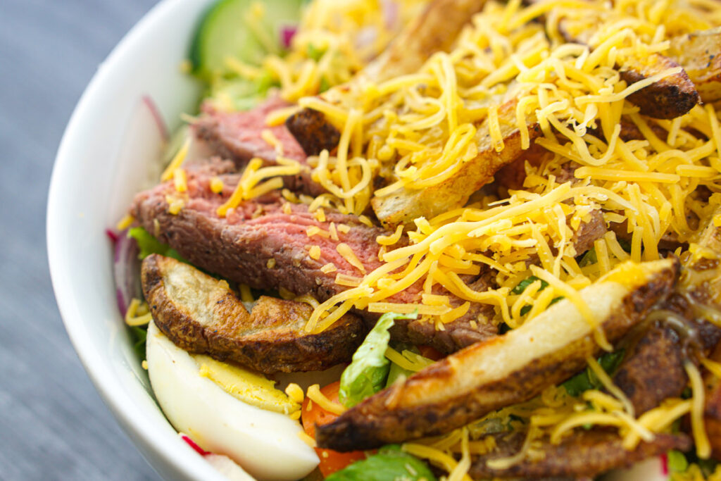 Pittsburgh Steak Salad using the Air Fryer - delicious salad in 15 minutes!