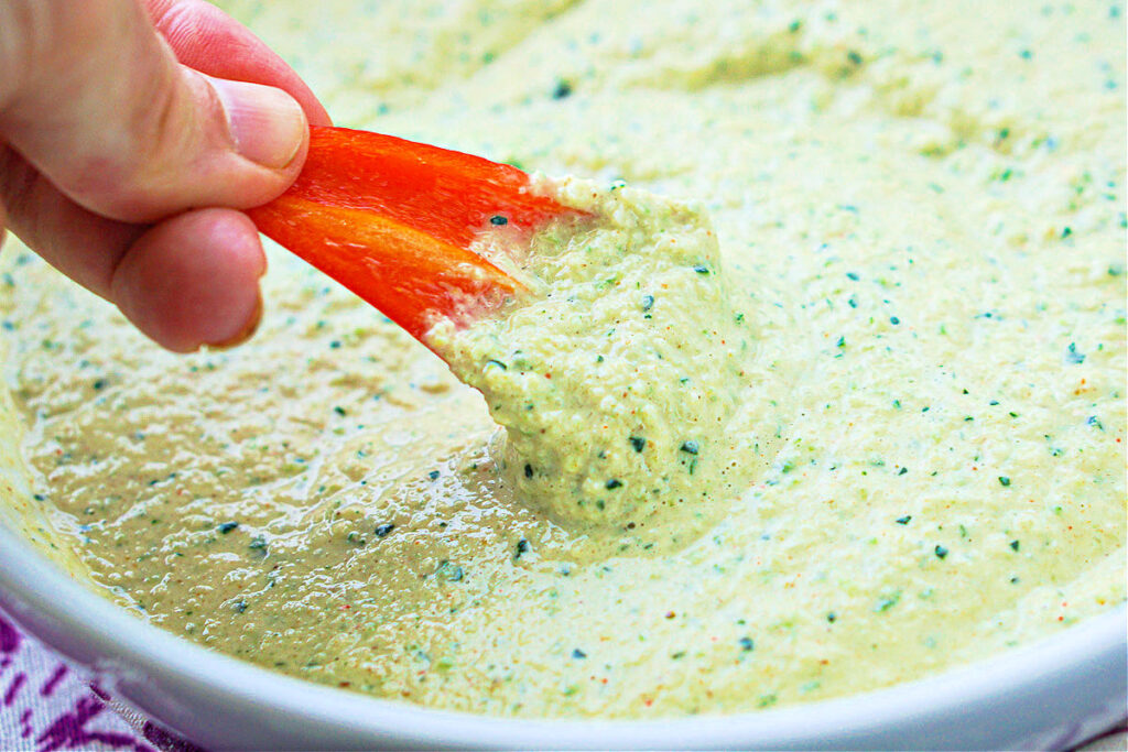 Low Carb Zucchini Hummus Dip Recipe - 5 minute healthy snack!