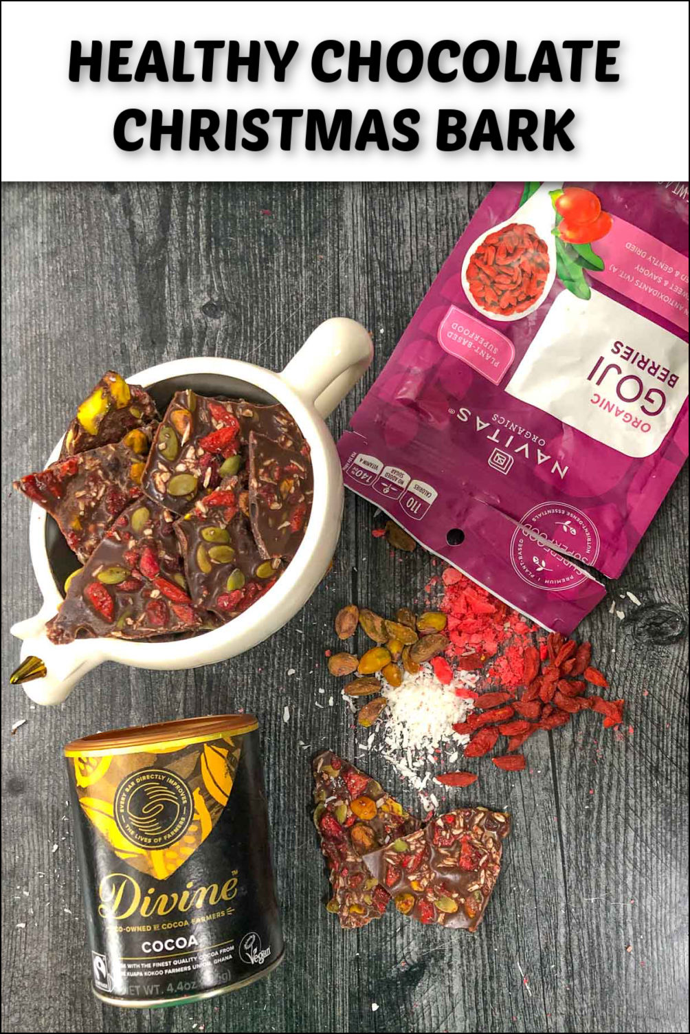 Healthy Chocolate Bark - easy low carb, sugar free treat for Christmas!