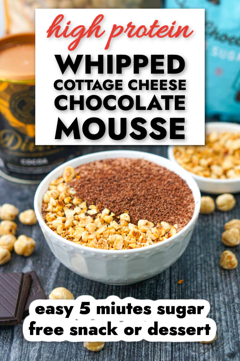 Cottage Cheese Chocolate Mousse | low carb, high protein treat!