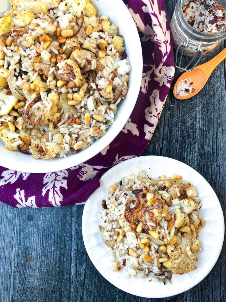 Lebanese Roasted Cauliflower and Rice | easy sheet pan dinner!