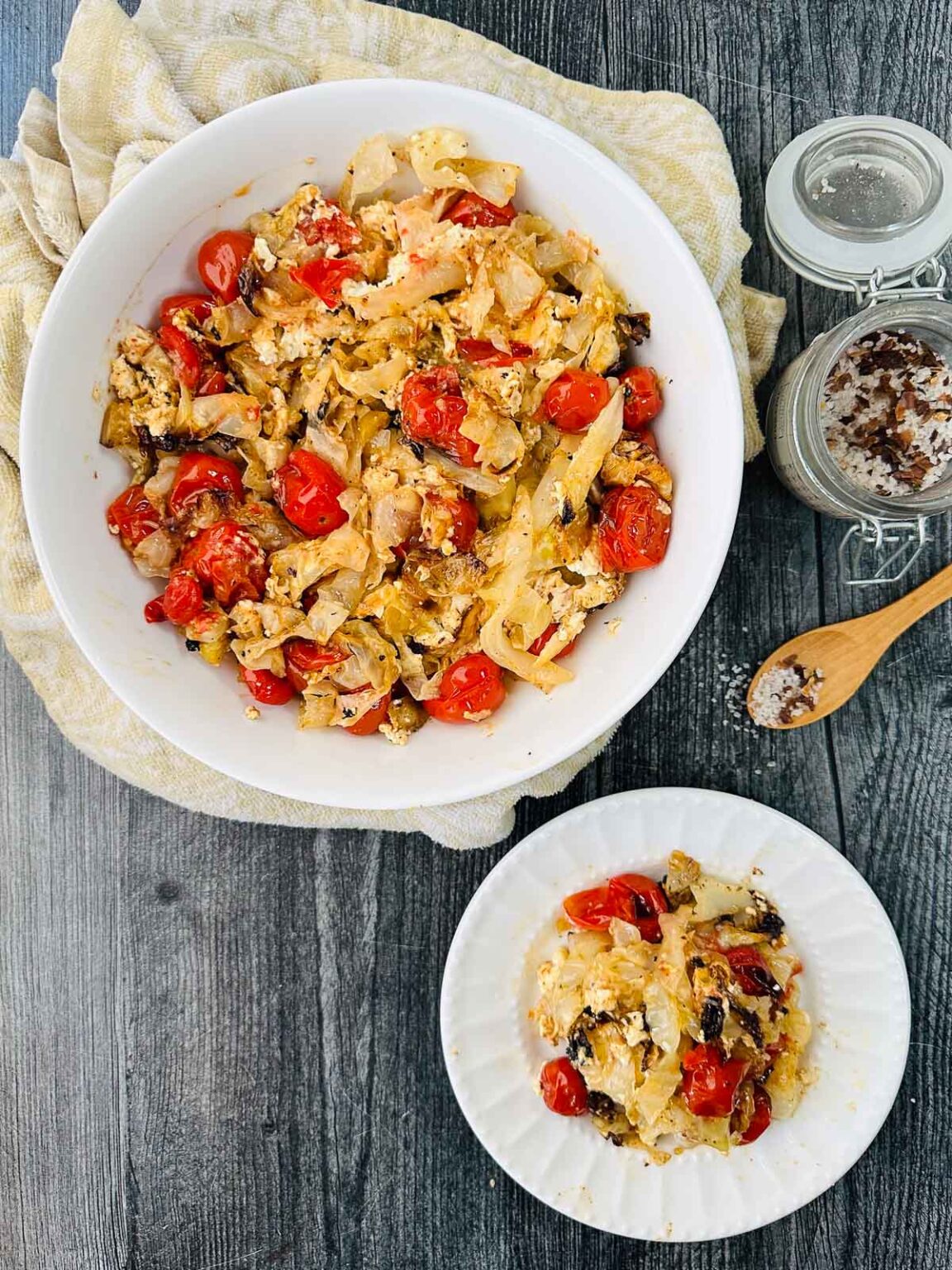 Keto Cabbage Noodles with Bake Feta Recipe | easy one pan meal