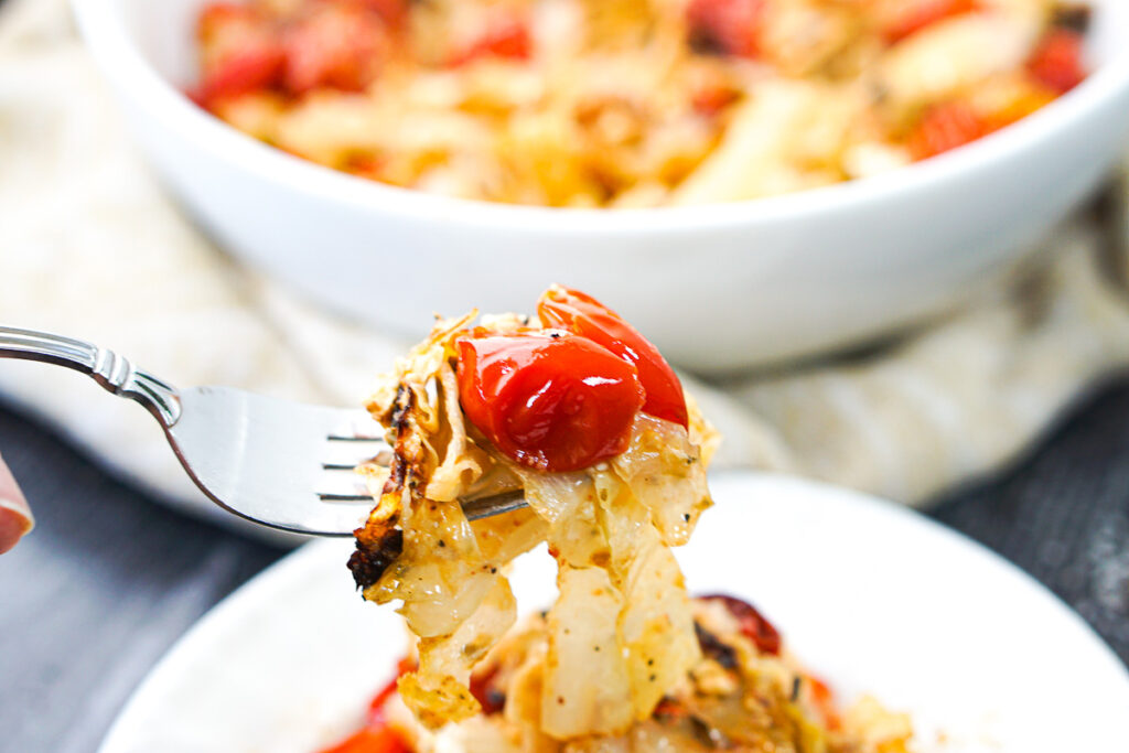 Keto Cabbage Noodles with Bake Feta Recipe | easy one pan meal