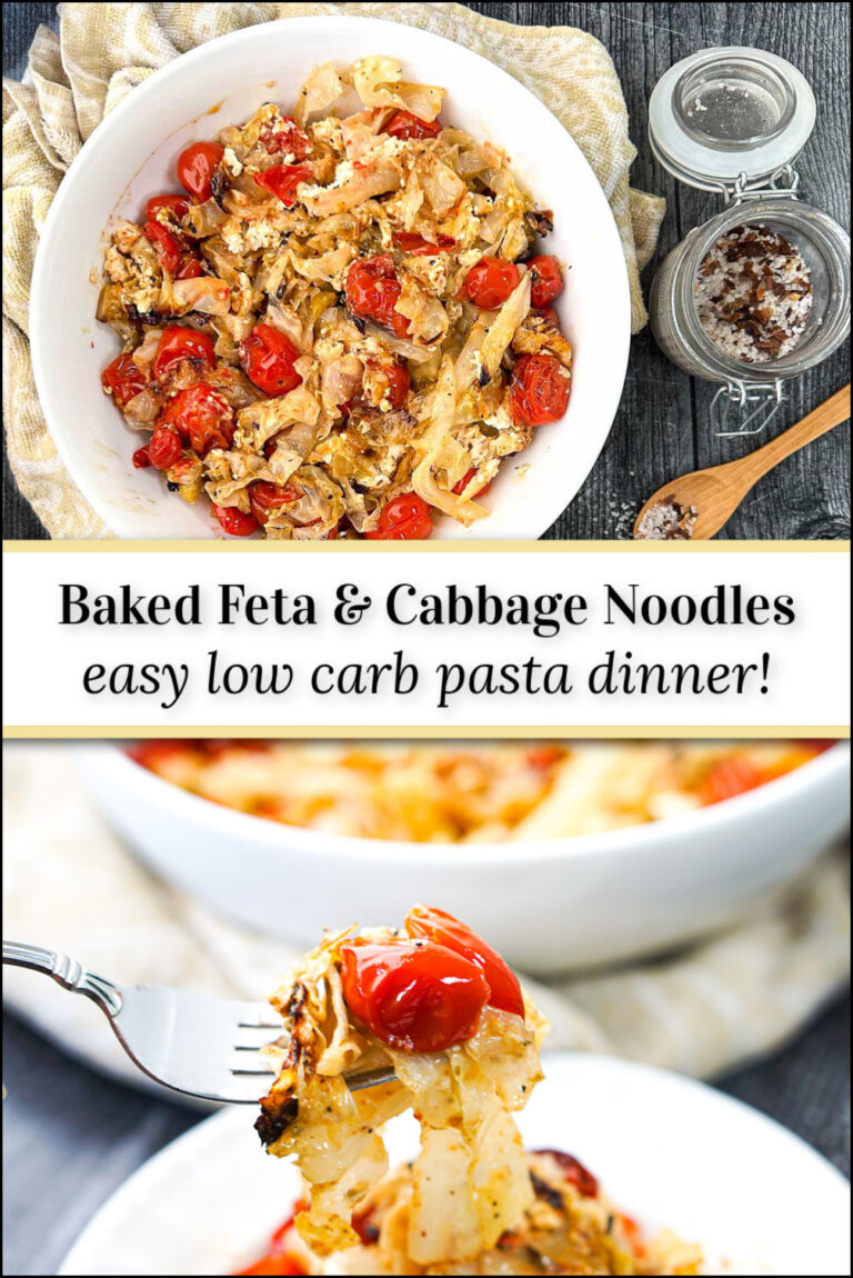 Keto Cabbage Noodles with Bake Feta Recipe | easy one pan meal