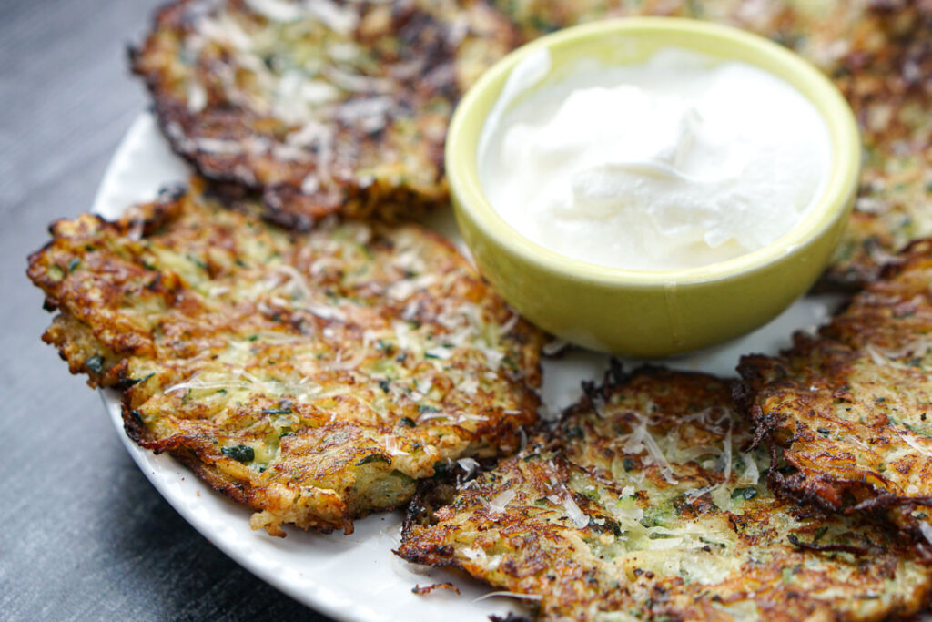 Low Carb Zucchini Latkes Recipe | easy gluten free meal or snack!