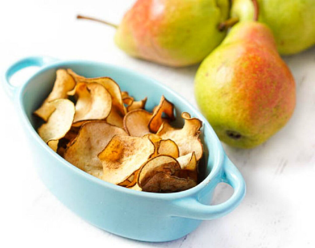 Pear Chips in the Oven (or Air Fryer) | easy & healthy snack recipe!