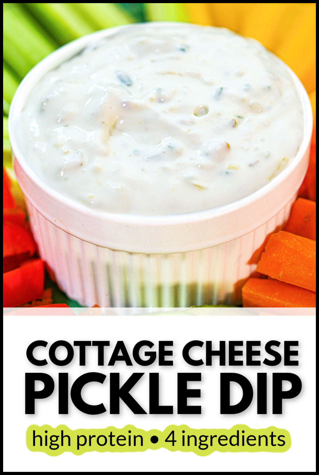 Cottage Cheese Pickle Dip - easy low carb, high protein snack!