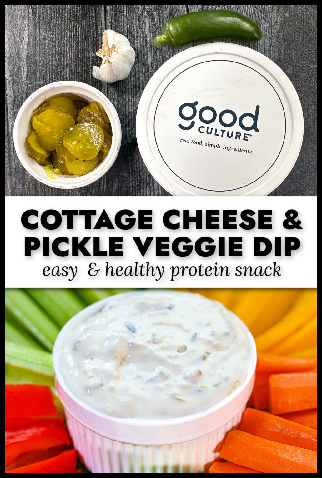 Cottage Cheese Pickle Dip - easy low carb, high protein snack!