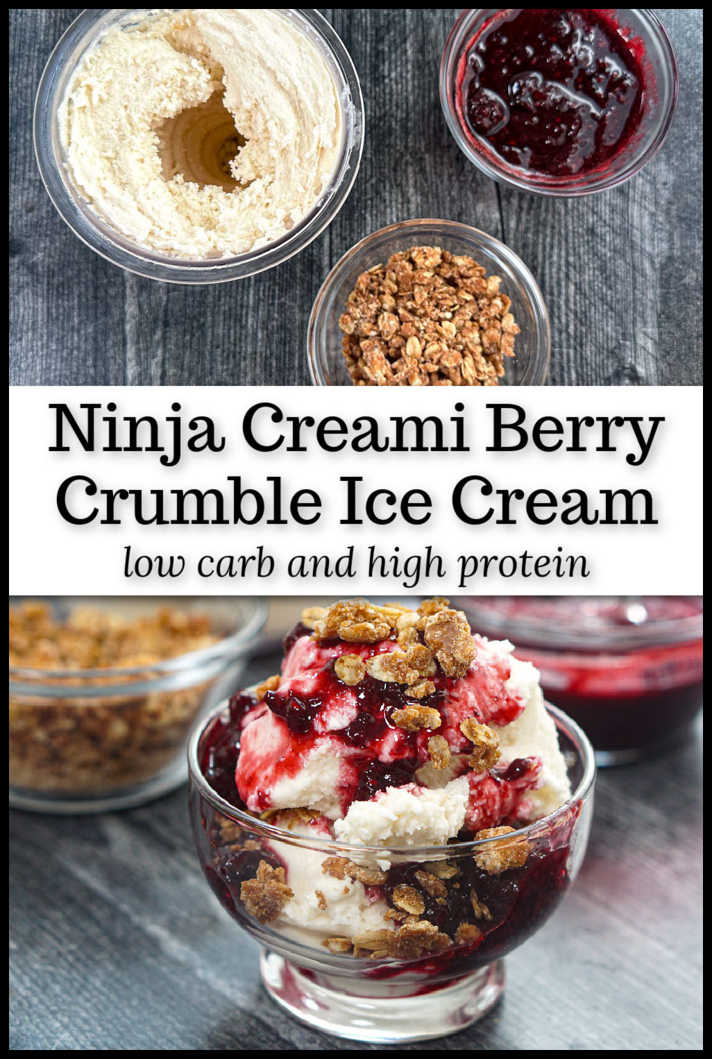 Berry Crumble Ice Cream - healthy low carb, high protein dessert